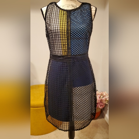 Dresses | Jus D Orange Colorblock Sheath Mini Dress For Cocktail ...